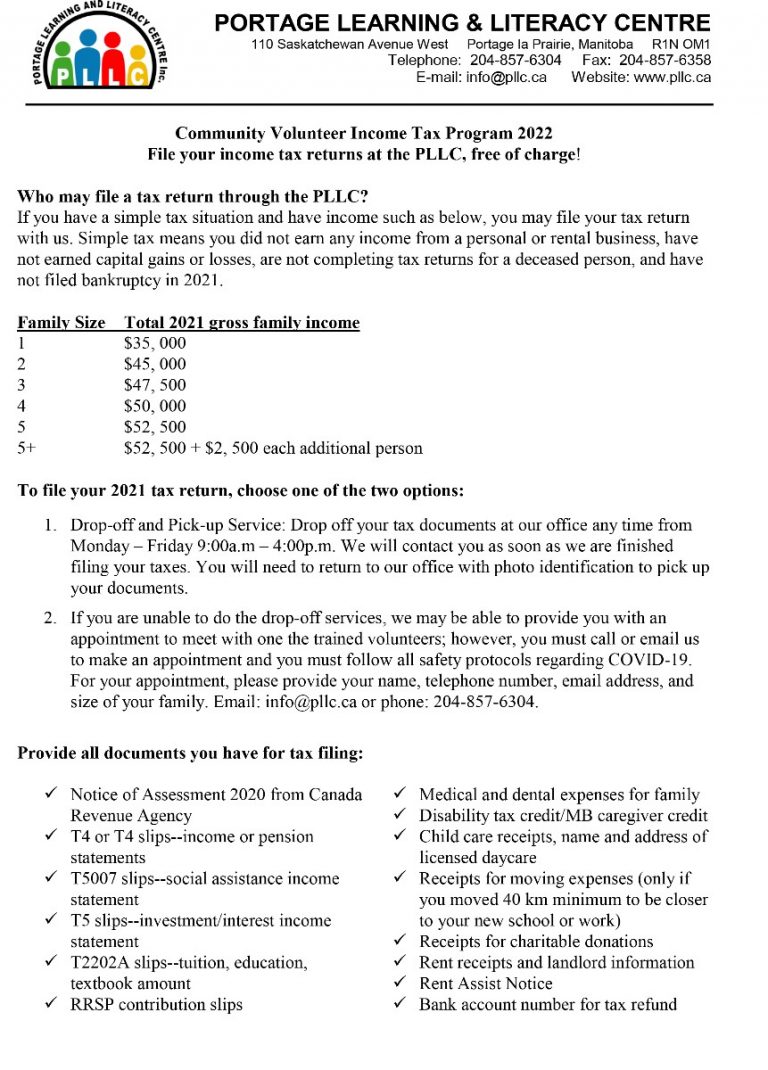 Community Volunteer Income Tax Program | Portage Learning and Literacy ...